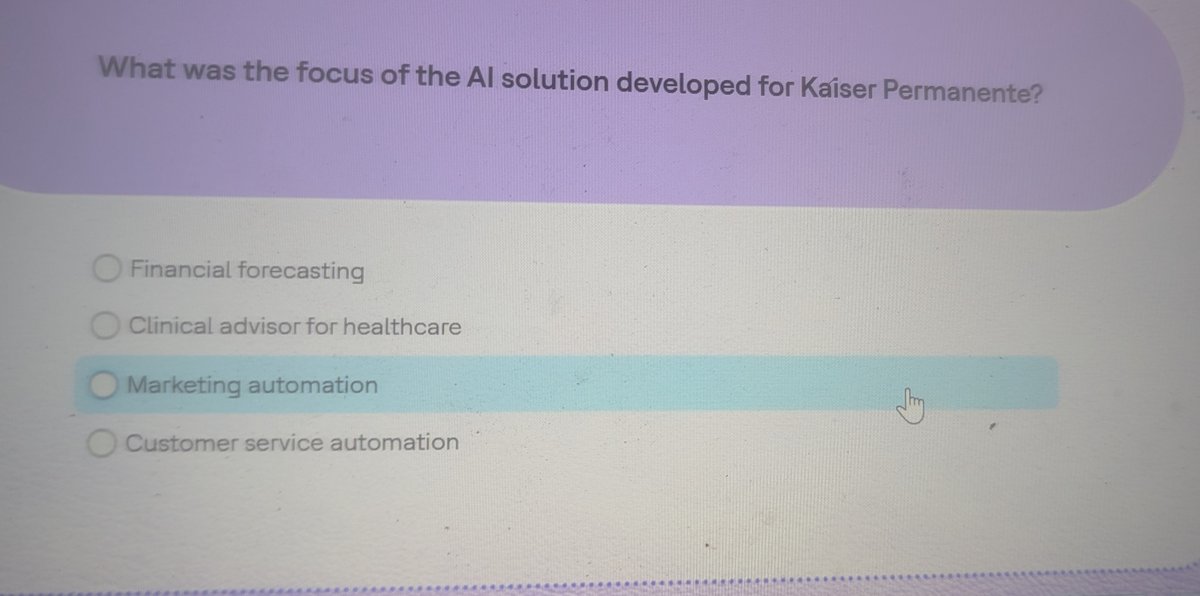 What was the focus of the AI solution developed for Kaiser Permanente? F..