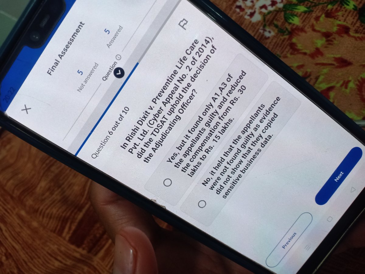 Question In Rishi Dixit v. Preventine Life Care Pvt. Ltd. (Cyber Appeal N..