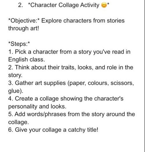 Character Collage Activity Objective: Explore characters from stories th..