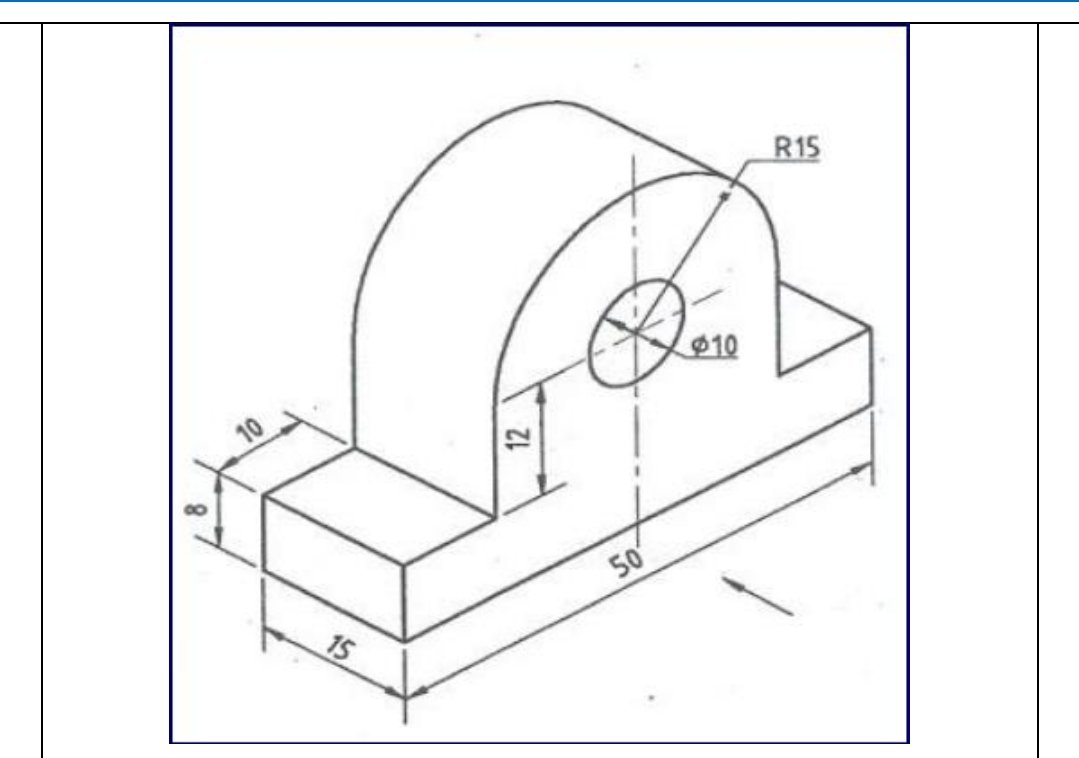 Given the isometric drawing of a mechanical part with the following dimen..