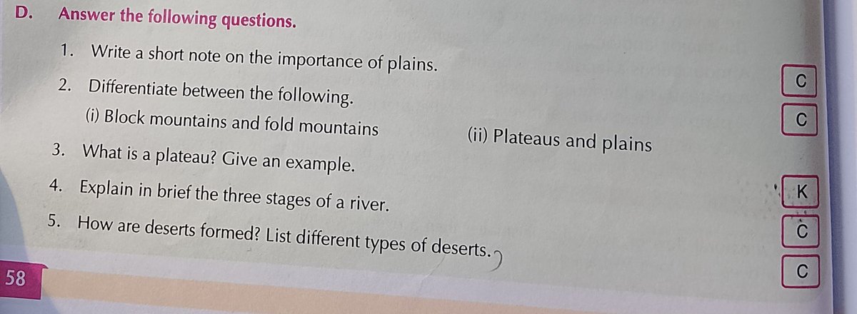 Geography Questions on Landforms and Rivers Write a short note on the im..