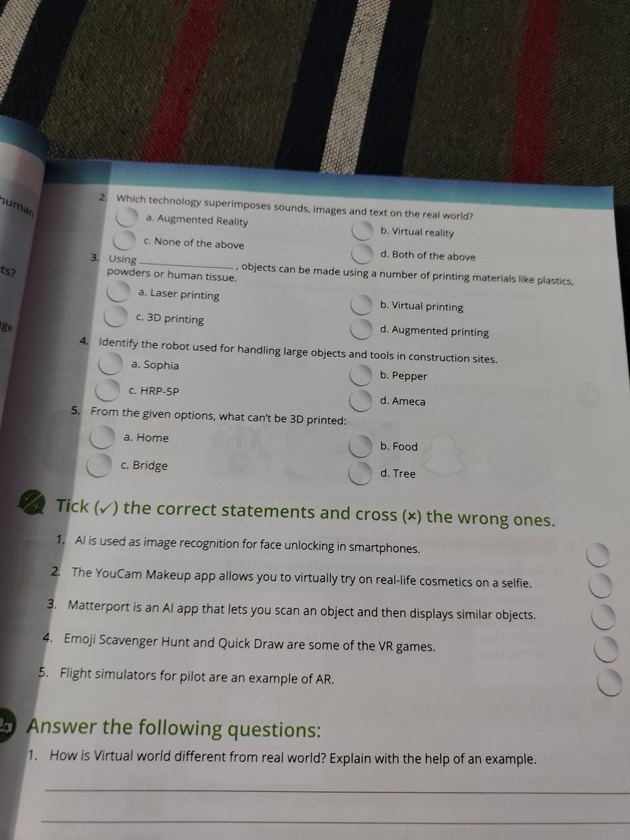 Multiple Choice Questions Which technology superimposes sounds, images,