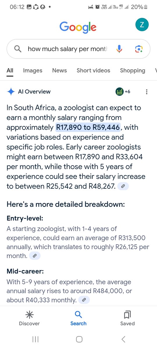 How much salary per month can a zoologist expect to earn in South Africa?..