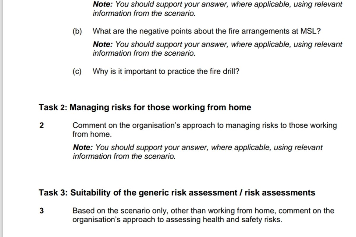 Questions b) What are the negative points about the fire arrangements at..