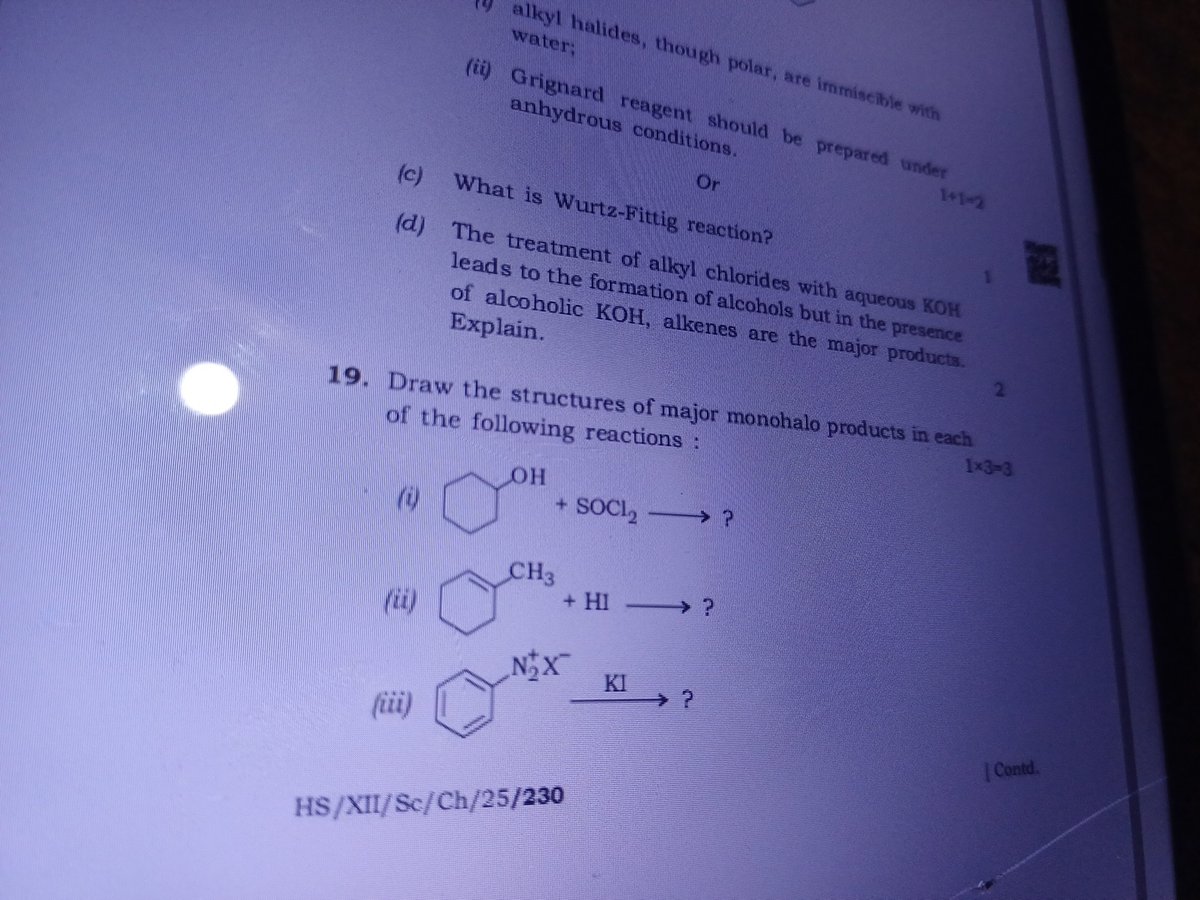 Draw the structures of major monohalo products in the following reaction:..