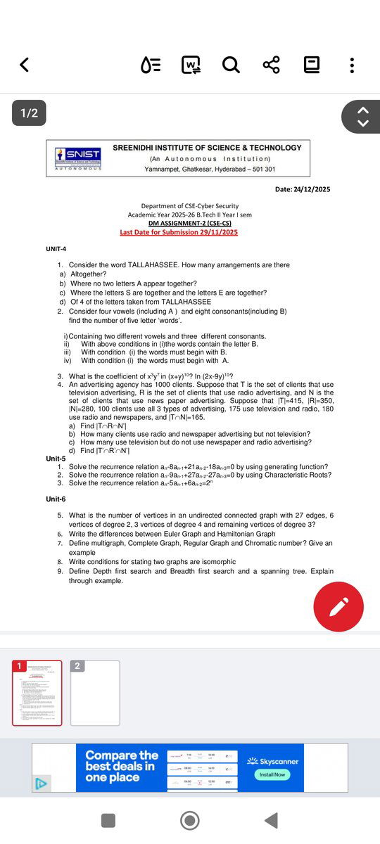 UNIT-4 Consider the word TALLAHASSEE. How many arrangements are there?
