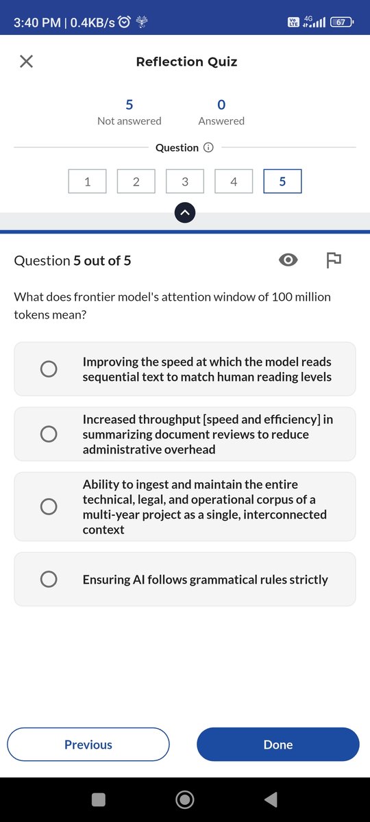 What does frontier model's attention window of 100 million tokens mean?