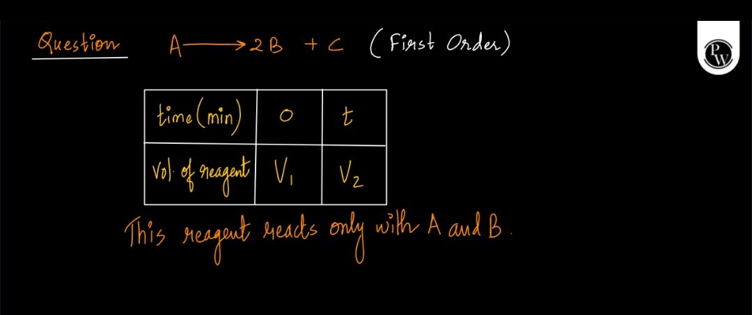 Consider the first order reaction: \text{A} \rightarrow 2\text{B} + \tex..