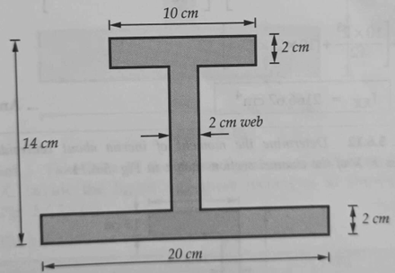 Calculate the centroid of the given T-shaped cross-section with the follo..