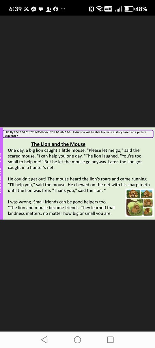 How can you create a story based on a picture sequence? Use 'The Lion and..