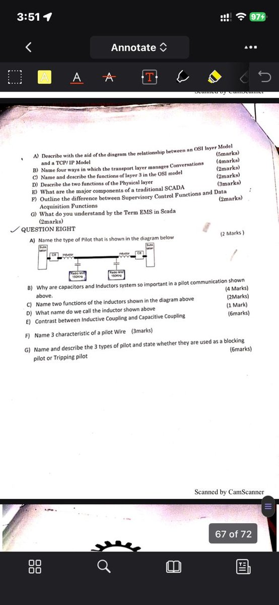 A) Describe with the aid of the diagram the relationship between an OSI l..