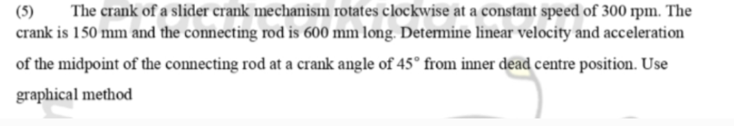 (5) The crank of a slider crank mechanism rotates clockwise at a constant..
