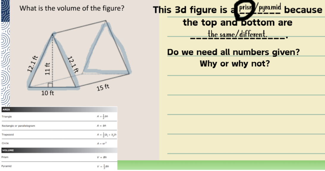 What is the volume of the figure? This 3D figure is a prism/pyramid beca..