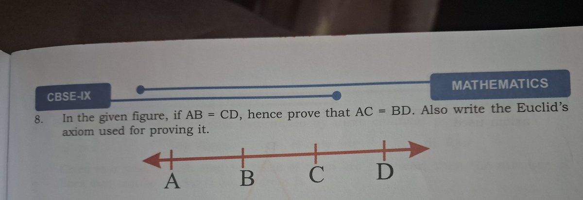 Question: In the given figure, if AB = CD, hence prove that AC = BD. Also..