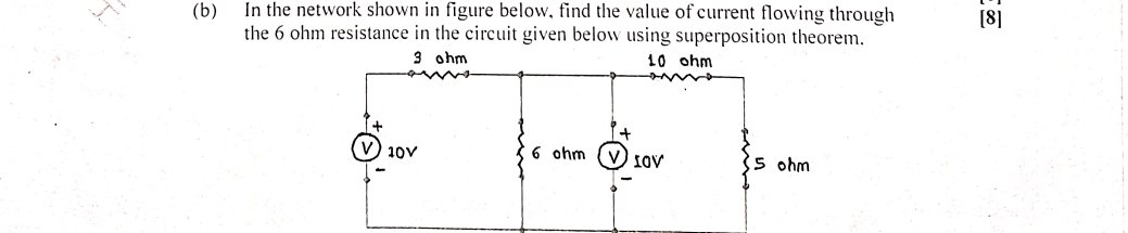 In the network shown in the figure below, find the value of current flowi..