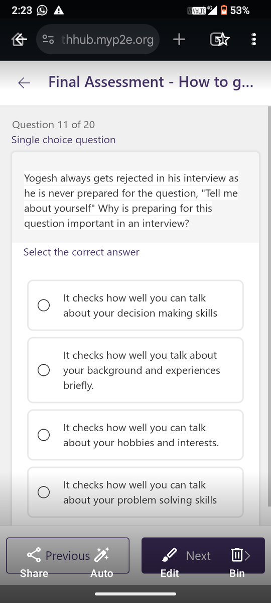 Question: Why is preparing for the interview question "Tell me about your..