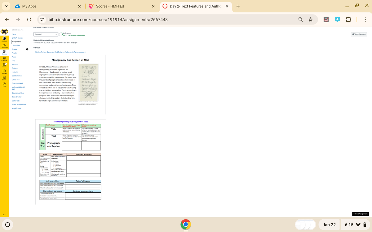 Help fill the chart out about the Montgomery Bus Boycott of 1955. | Filo