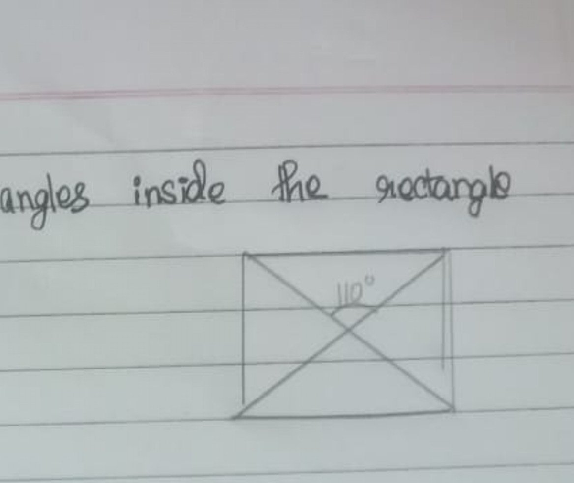 Find the angles inside the rectangle, given the angle between the diagona..