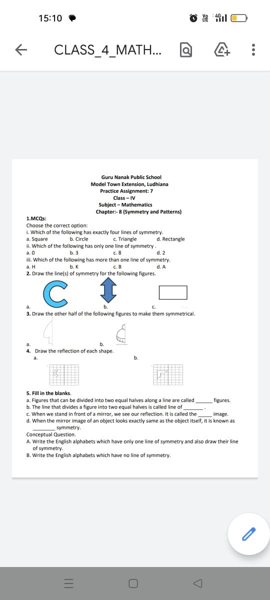 Symmetry and Patterns - Practice Assignment Multiple Choice Questions (M..