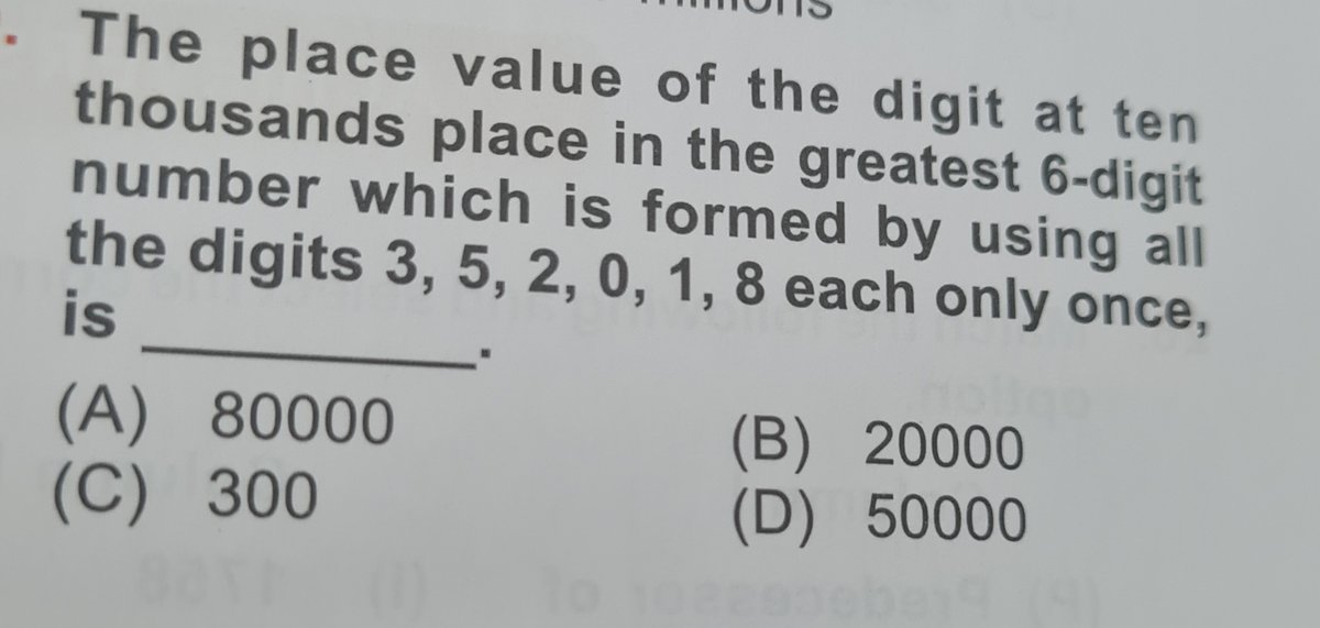 Find the place value of the digit at the ten thousands place in the great..
