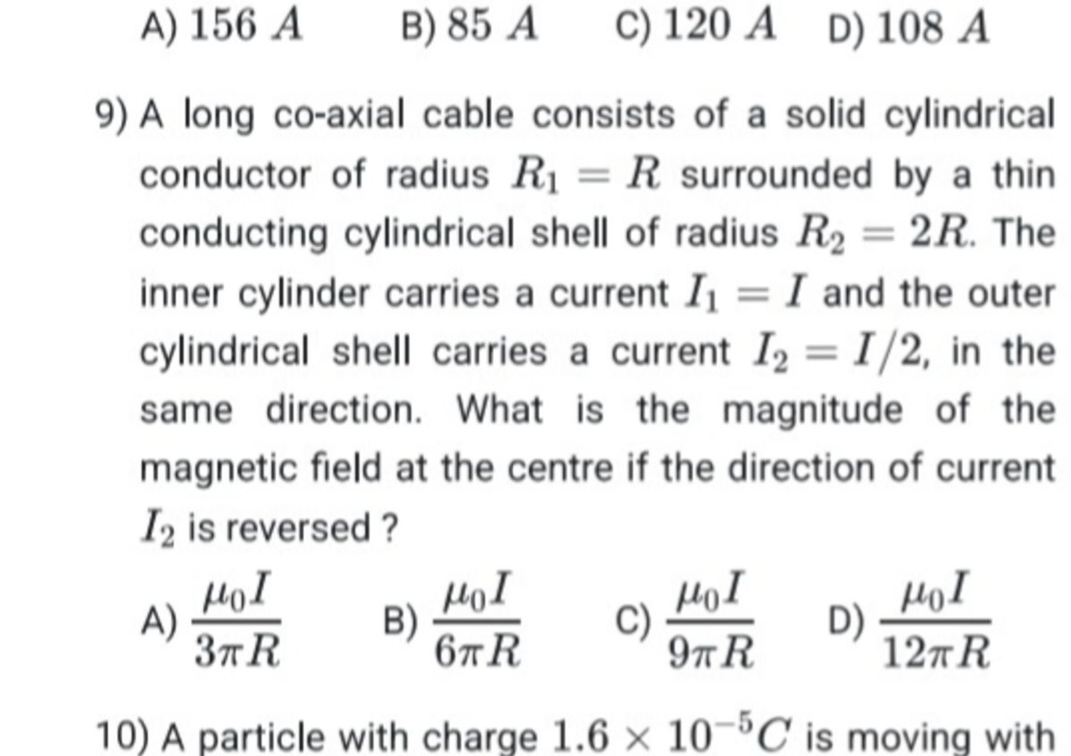 A long co-axial cable consists of a solid cylindrical conductor of radius..