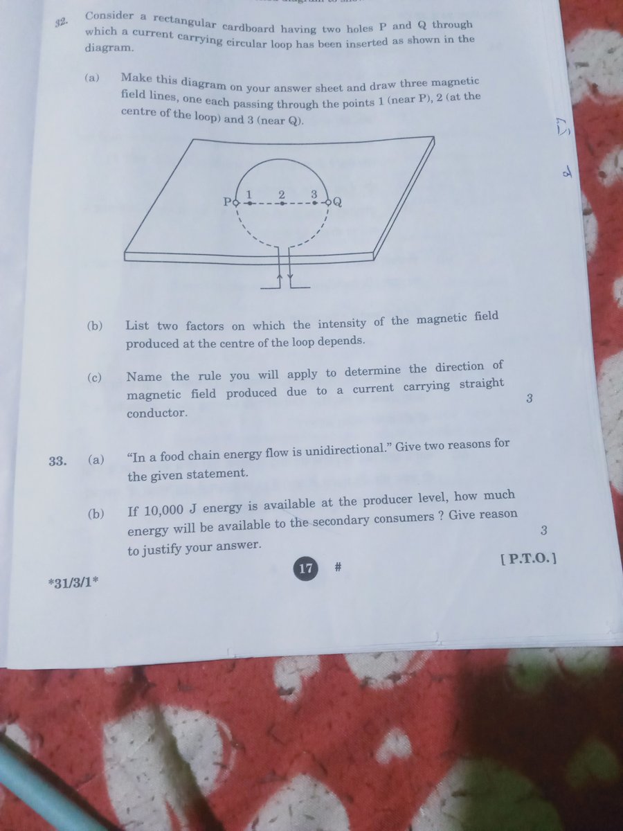 Question 32 Consider a rectangular cardboard having two holes P and Q thr..