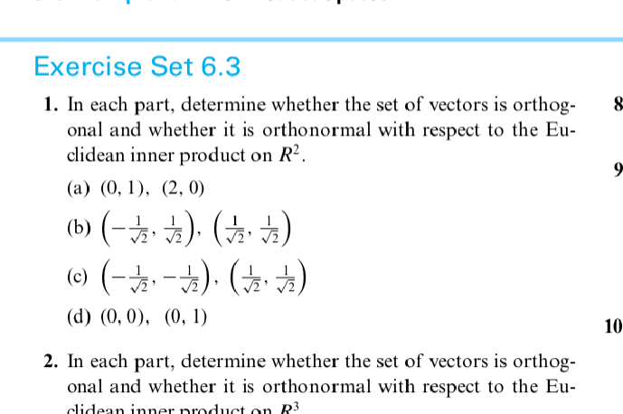 Determine whether the set of vectors is orthogonal and whether it is orth..