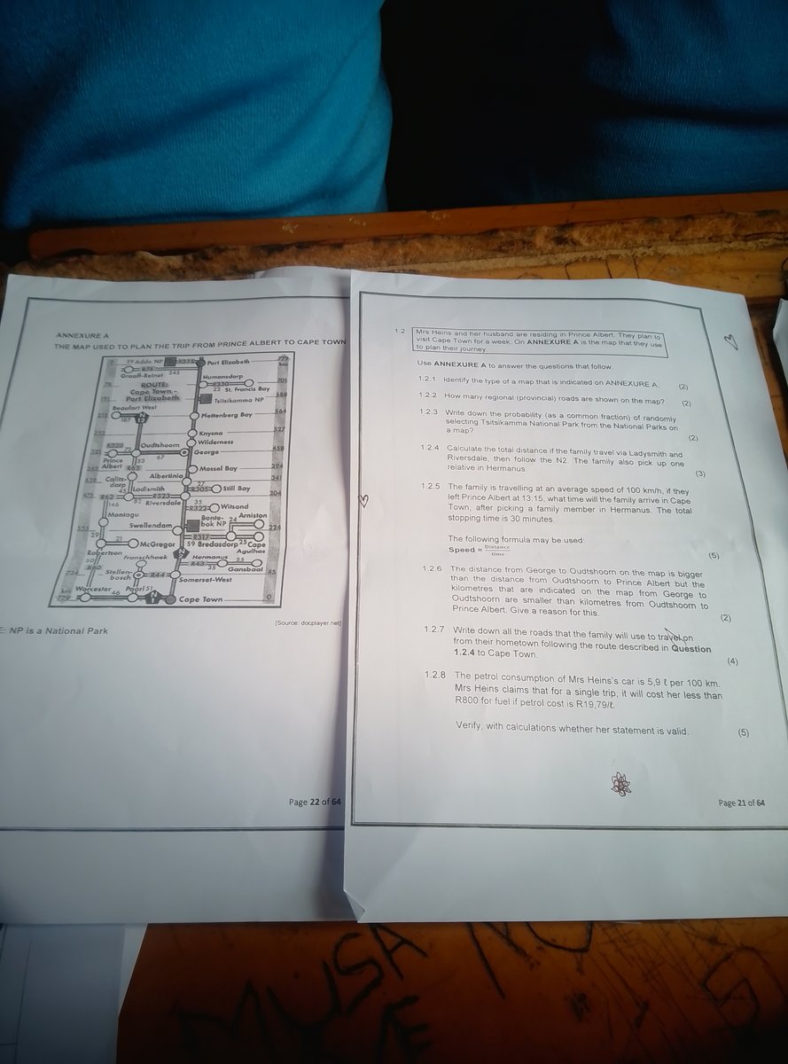 Humansdorp 701 R3300 ANNEXURE A THE MAP USED TO PLAN THE TRIP FROM PRINCE..