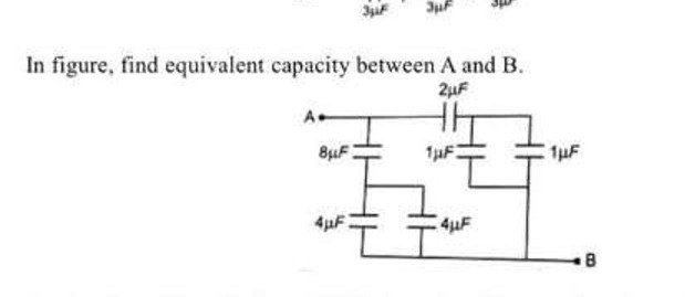 In figure, find equivalent capacity between A and B . | Filo