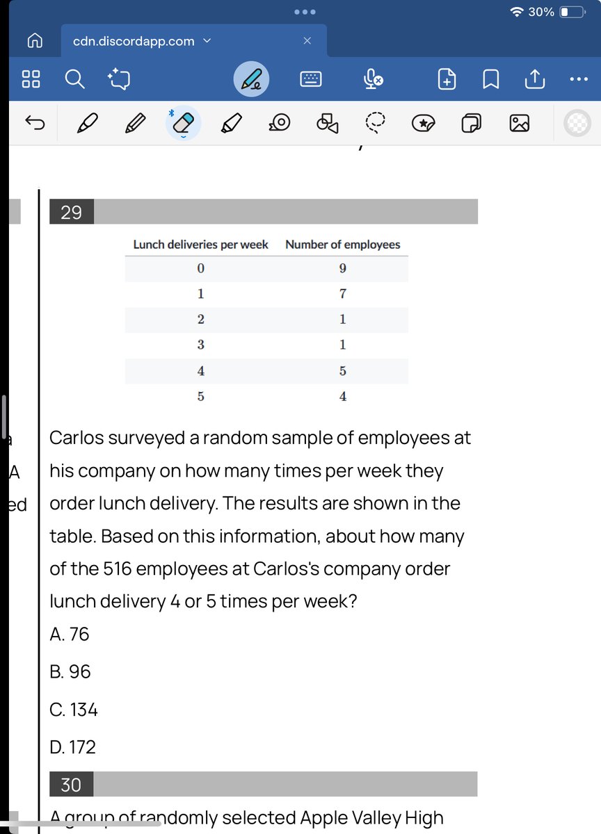 Carlos surveyed a random sample of employees at his company on how many t..