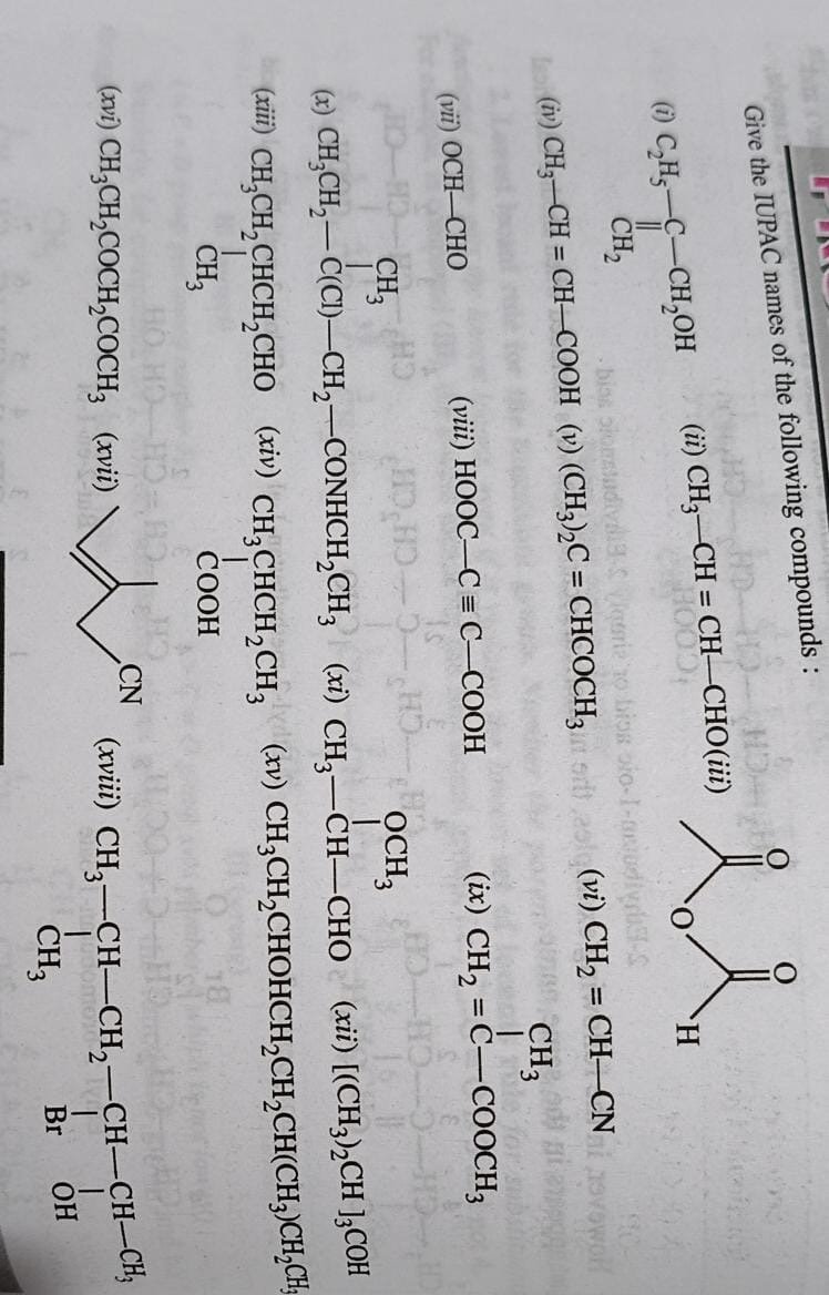 Give the IUPAC names of the following compounds: (i) C2H5-C=CH2OH
