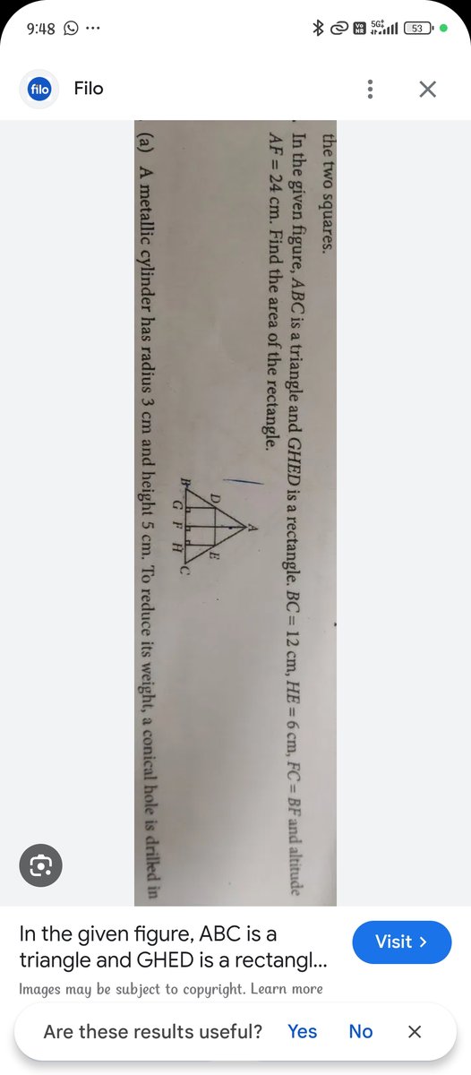 In the given figure, ABC is a triangle and GHED is a rectangle. Given: BC..