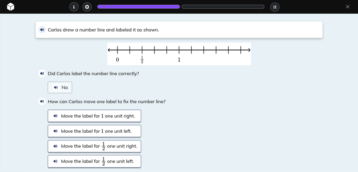 Carlos drew a number line and labeled it as shown. [Number line image wi..