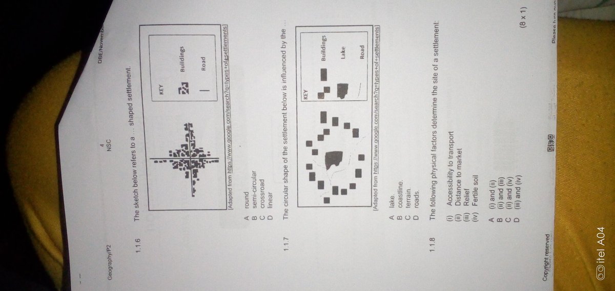 The sketch below refers to a ... shaped settlement. The circular shape o..