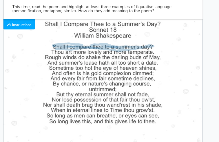 Read the poem and highlight at least three examples of figurative languag..