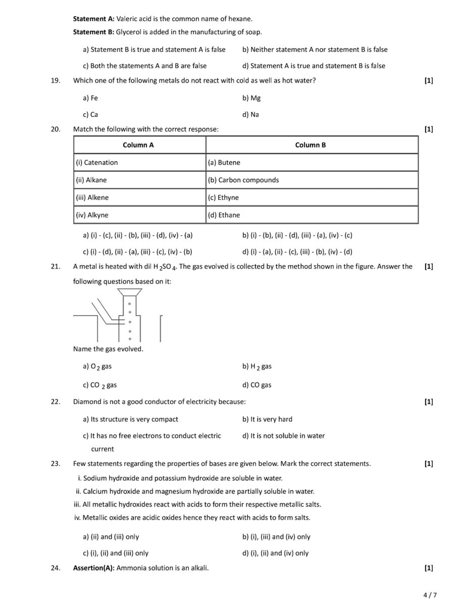 Statement A: Valeric acid is the common name of hexane. Statement B: Glyc..