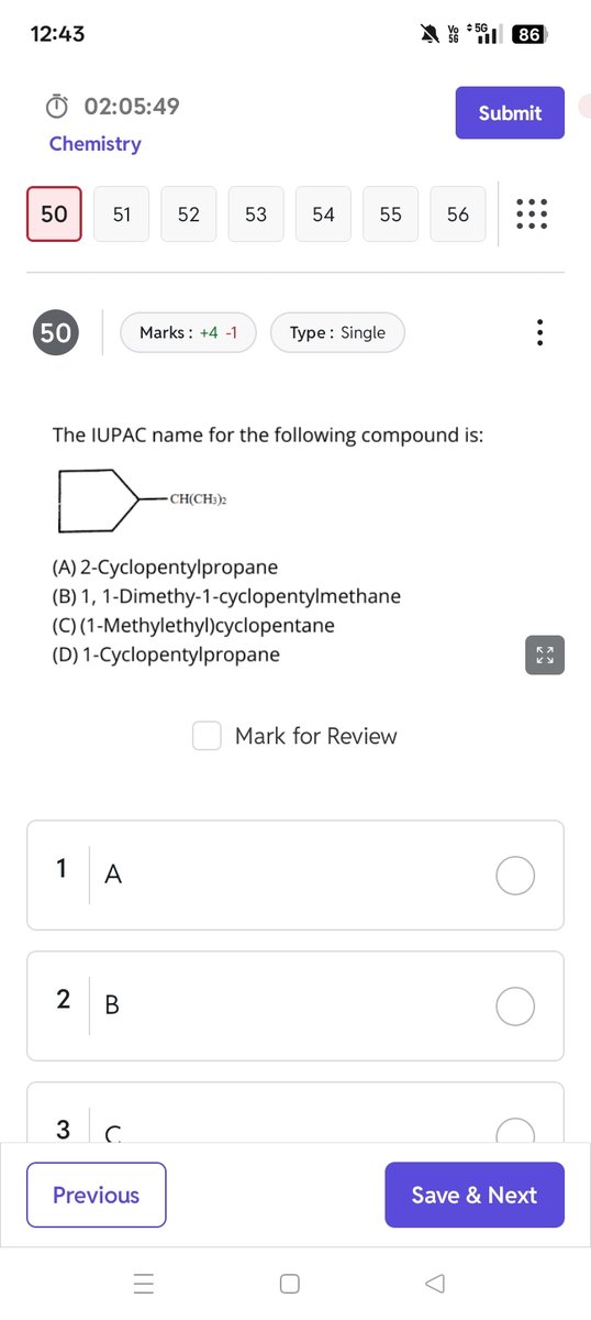 The IUPAC name for the following compound is: !Chemical structure showin..