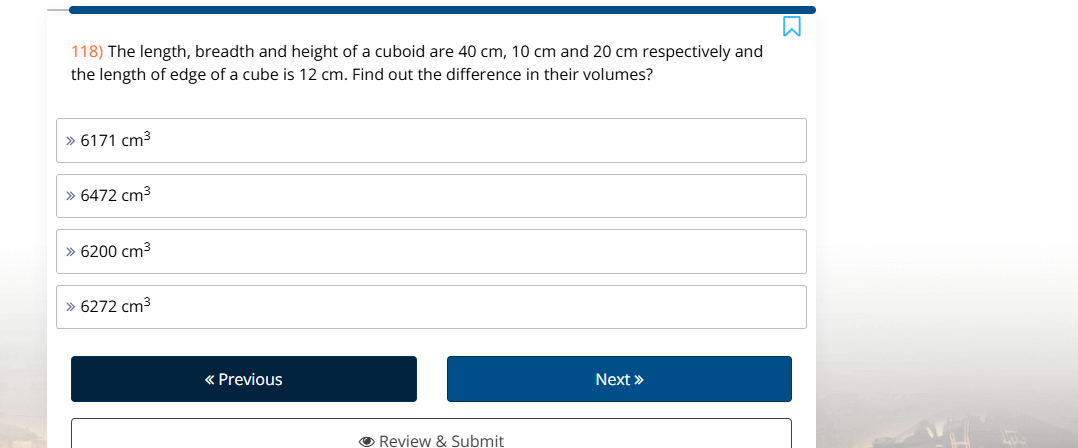118) The length, breadth and height of a cuboid are 40 \mathrm {cm} , 10