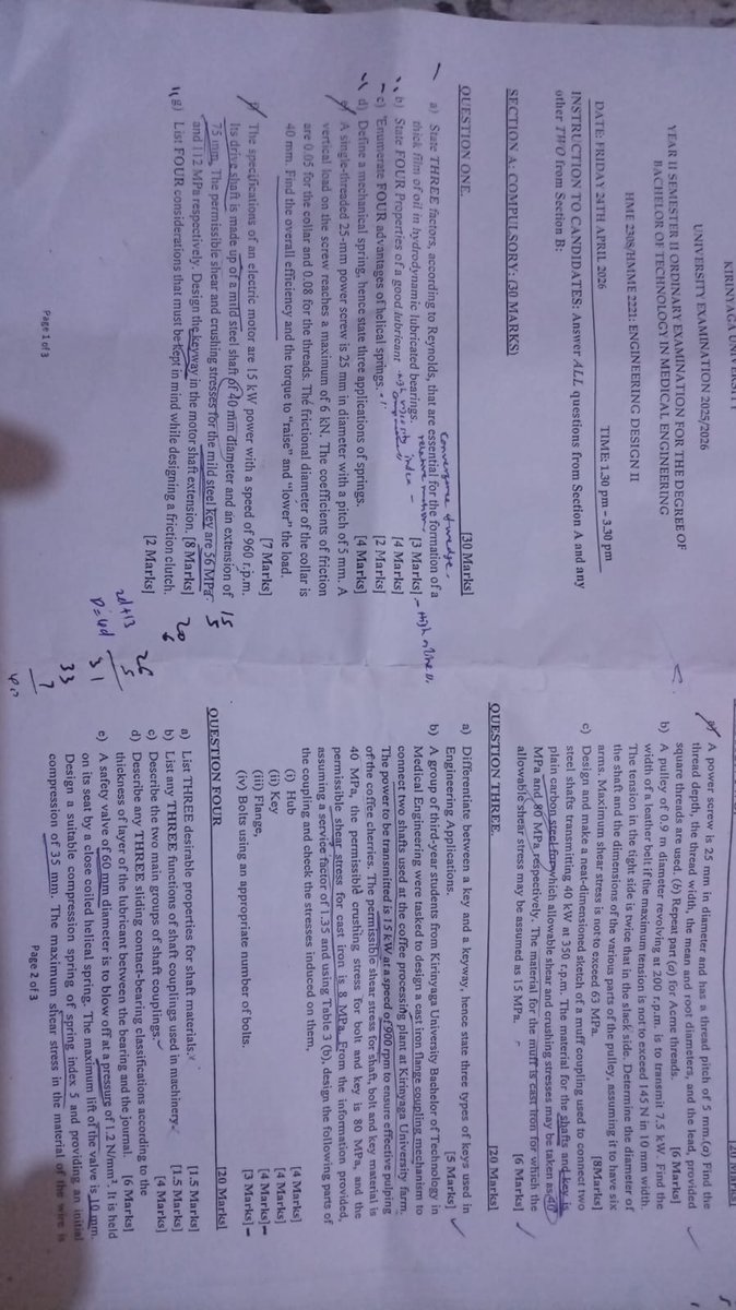 Section A: Compulsory Question One a) State THREE factors, according to..