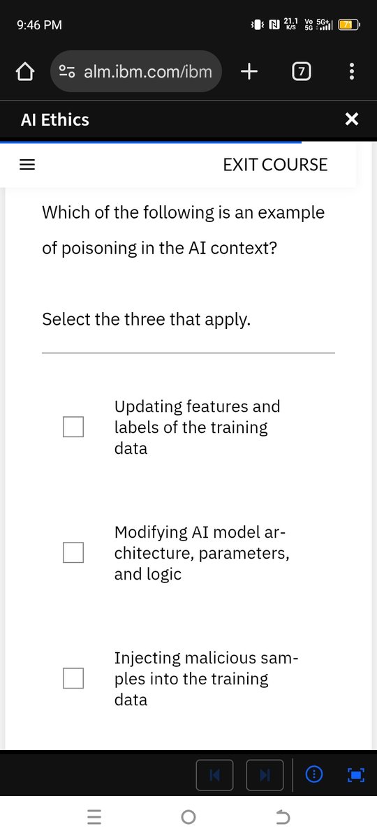 Which of the following is an example of poisoning in the AI context? Sel..