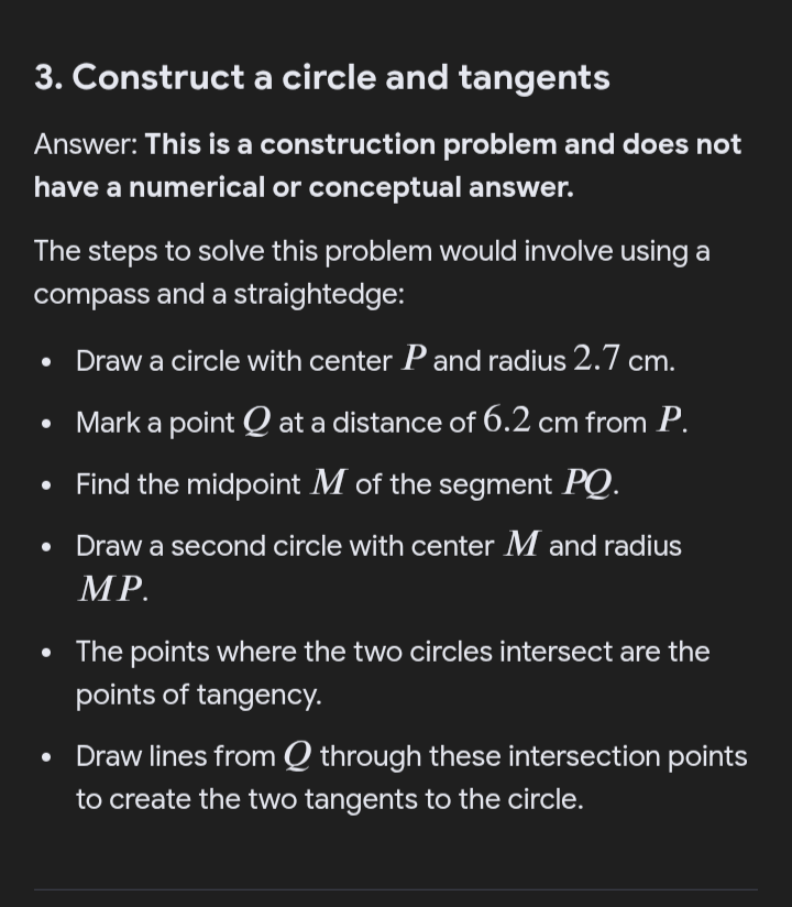 Construction Problem: Circle and Tangents Construct a circle with center..