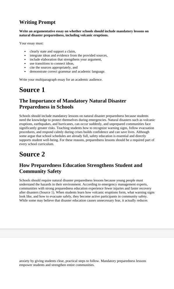 Write an argumentative essay on whether schools should include mandatory