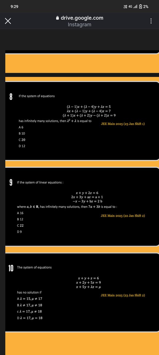 If the system of equations (λ – 1)x + (λ – 4)y + λz = 5 λx + (λ − 1)y