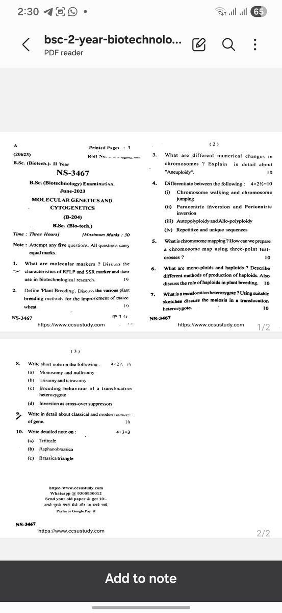 1. What are molecular markers? Discuss the characteristics of RFLP and SS..