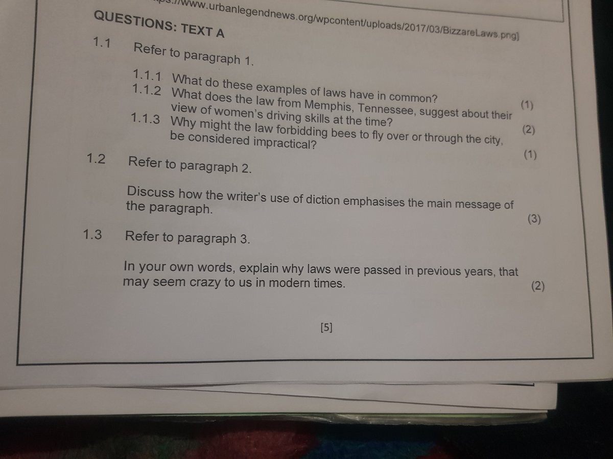 1.1 Refer to paragraph 1. 1.1.1 What do these examples of laws have in c..