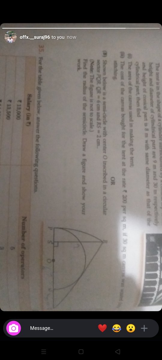 The tent is in the shape of a cylinder surmounted by a cone. The height a..