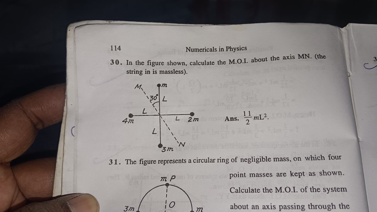 114 Numericals in Physics In the figure shown, calculate the M.O.I. about..