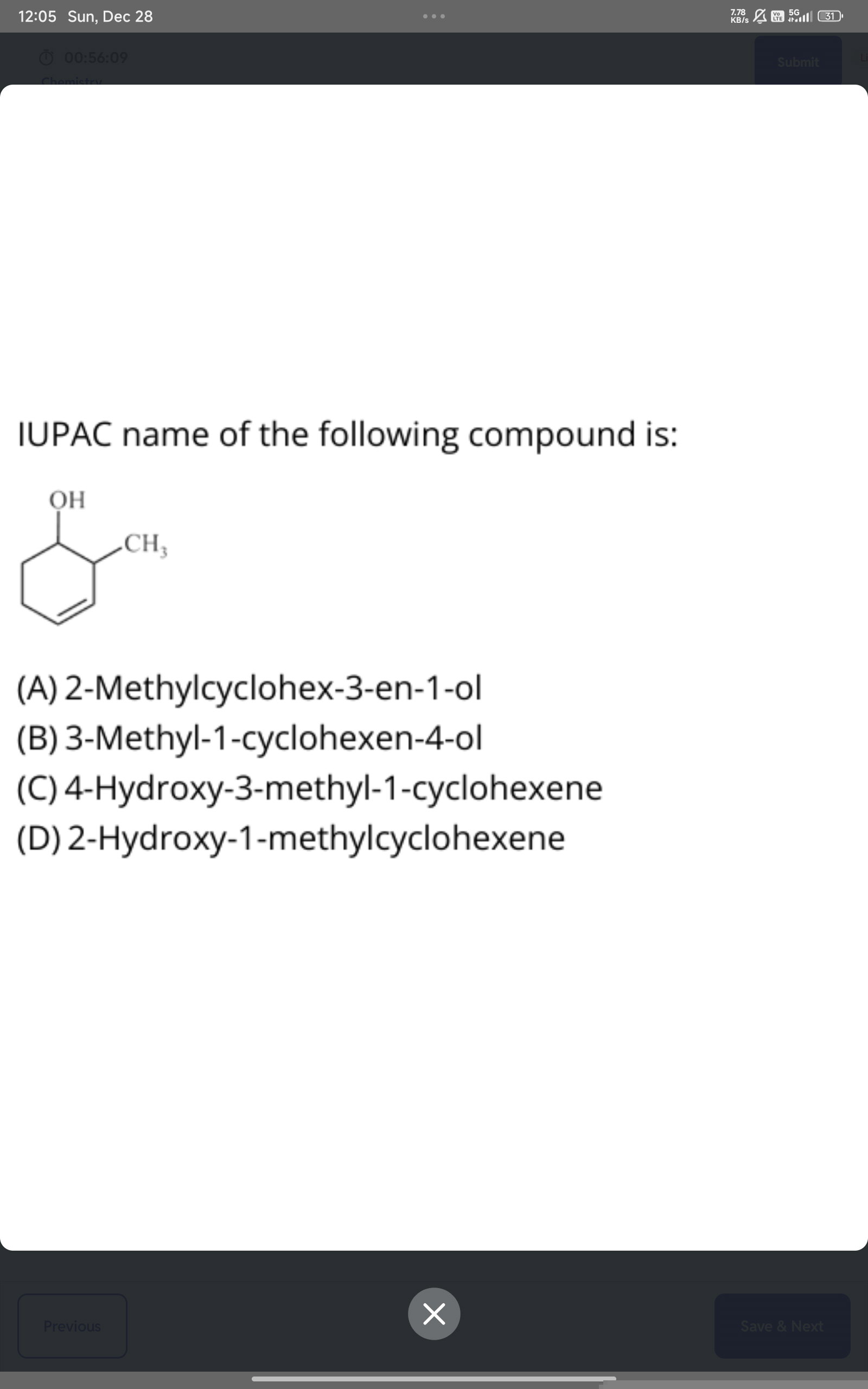 IUPAC name of the following compound: Chemical structure Options: (A)