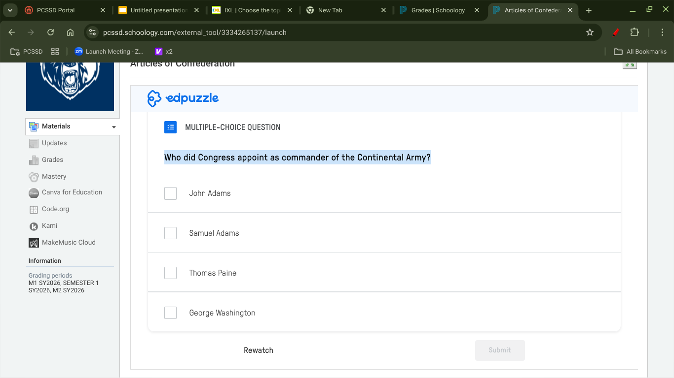 Who did Congress appoint as commander of the Continental Army? John Adam..