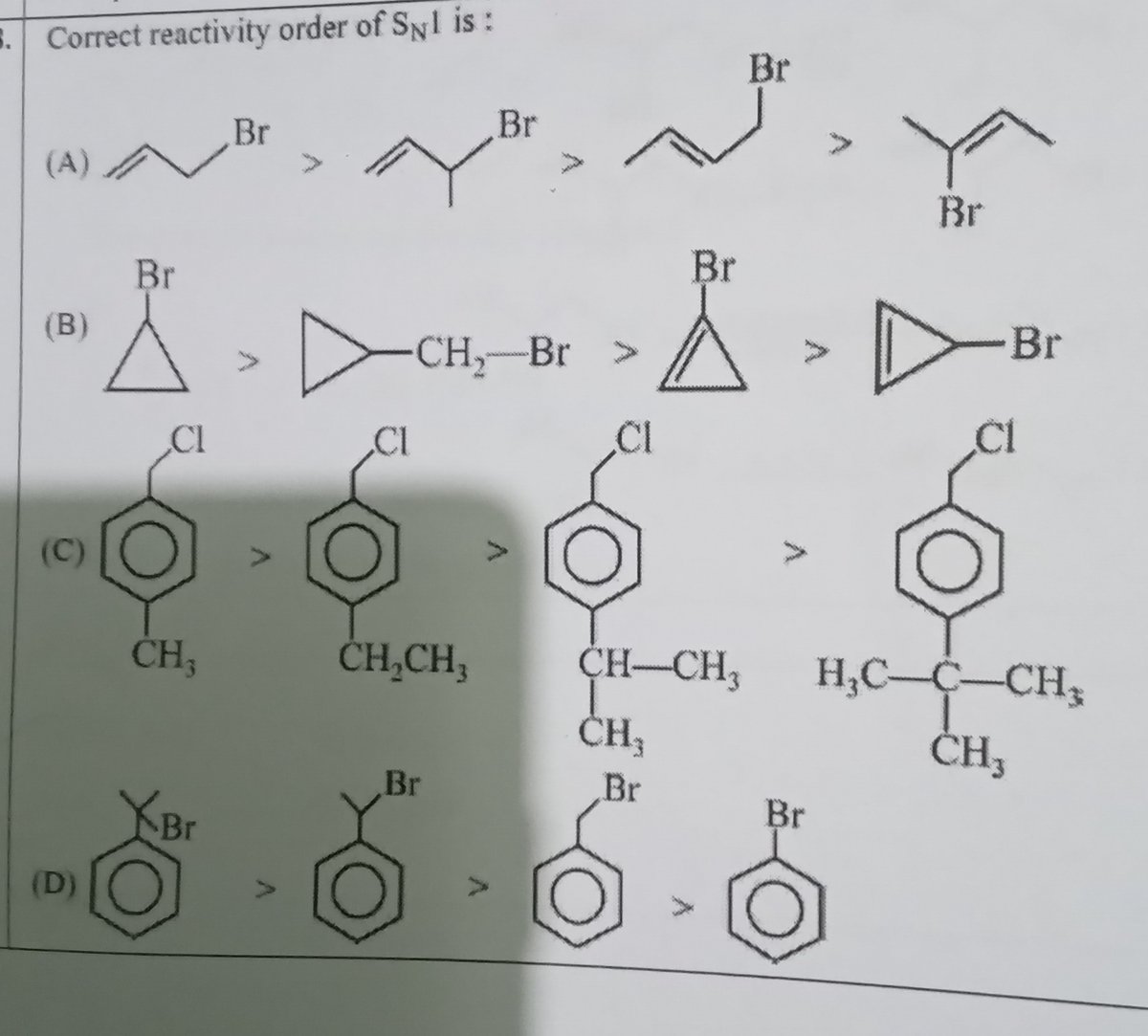 Question: Correct reactivity order of S_N1 is: (A) 1-bromo-1-butene > 2-..
